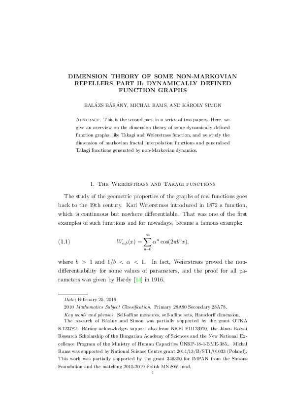 (PDF) Dimension Theory of Some Non-Markovian Repellers Part II: Dynamically Defined Function Graphs
