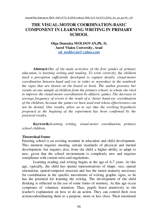 (PDF) The Visual-Motor Coordination-Basic Component in Learning Writing ...