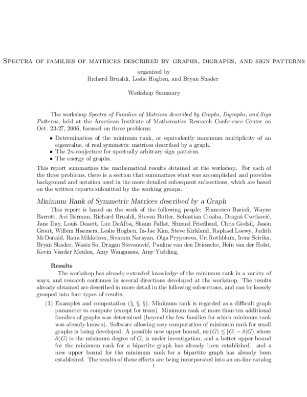 (PDF) Spectra of families of matrices described by graphs, digraphs ...