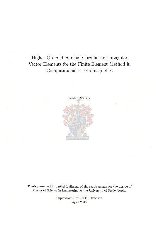 (PDF) Higher order hierarchal curvilinear triangular vector elements ...