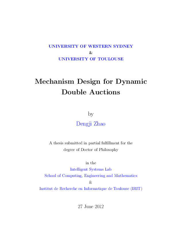 (PDF) Mechanism design for dynamic double auctions | Dengji Zhao ...