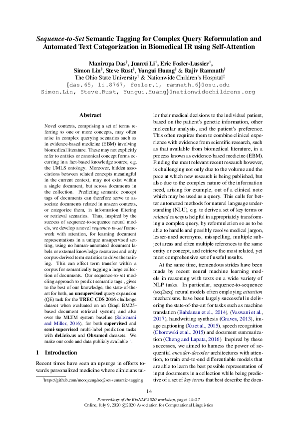 Pdf Sequence To Set Semantic Tagging For Complex Query Reformulation And Automated Text