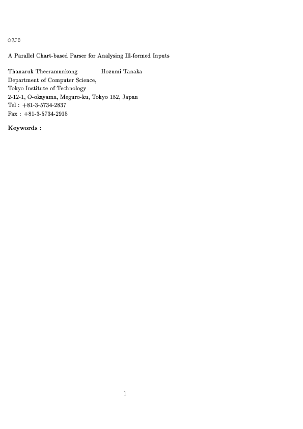 Pdf A Parallel Chart Based Parser For Analysing Ill Formed Inputs Thanaruk Theeramunkong