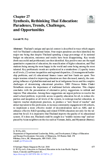 (PDF) Synthesis, Rethinking Thai Education: Paradoxes, Trends ...
