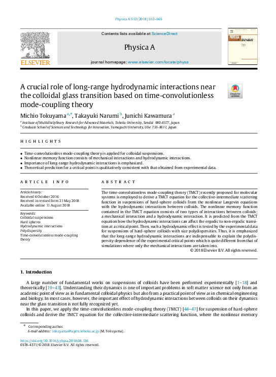 (PDF) A crucial role of long-range hydrodynamic interactions near the ...