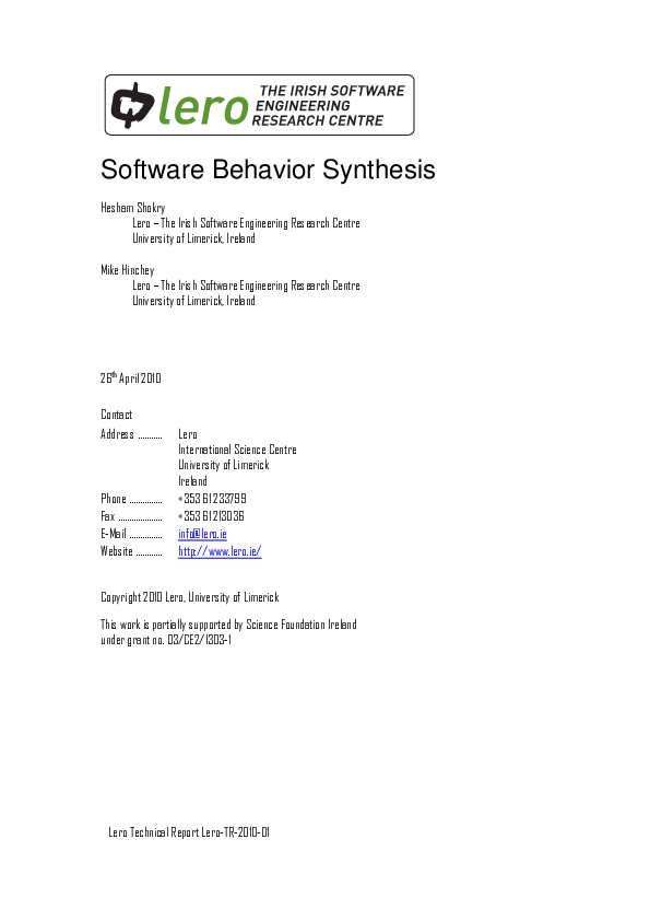 (PDF) Software Behavior Synthesis | Hesham Shokry - Academia.edu