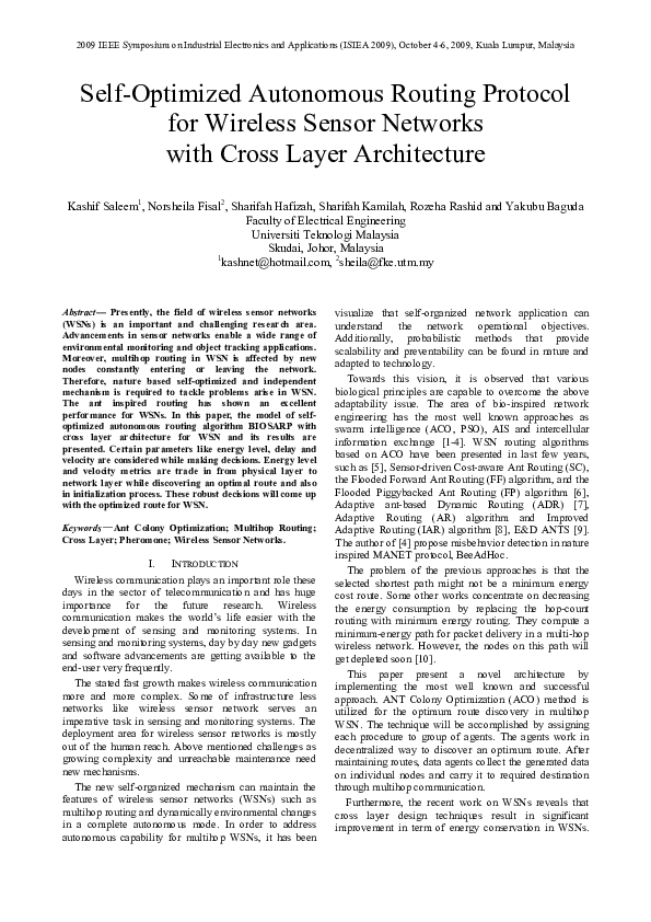 (PDF) Self-optimized autonomous routing protocol for wireless sensor ...