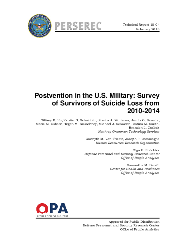 (PDF) Postvention in the U.S. Military: Survey of Survivors of Suicide ...