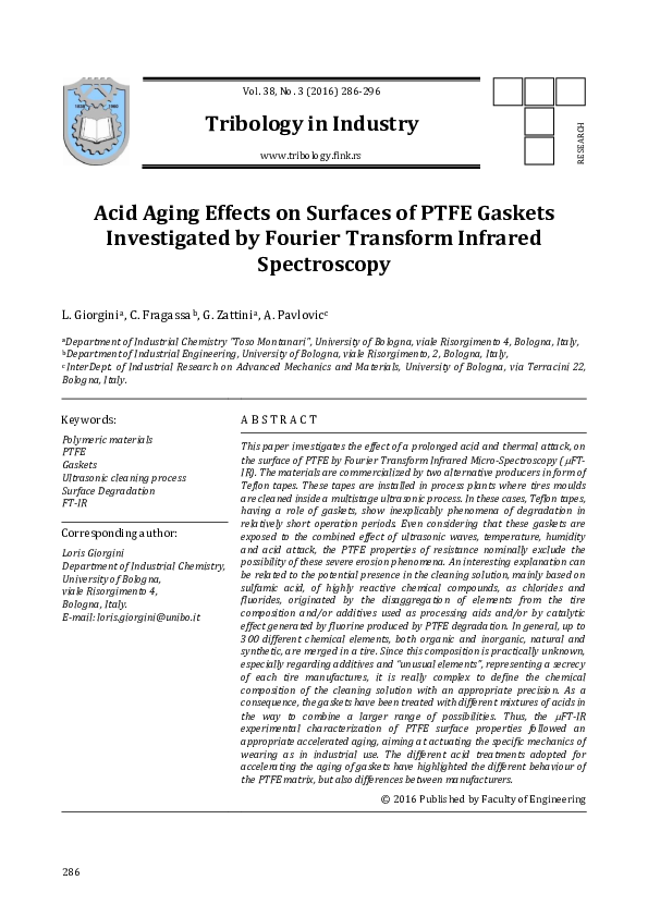 (PDF) Acid Aging Effects on Surfaces of PTFE Gaskets Investigated by ...