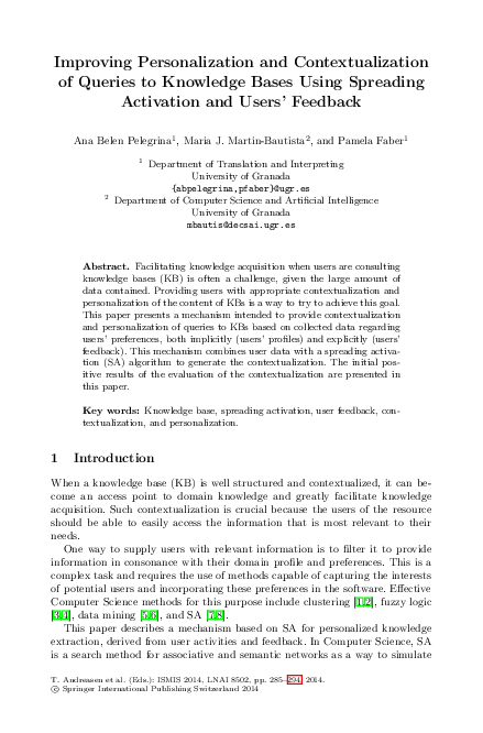 (PDF) Improving Personalization and Contextualization of Queries to Knowledge Bases Using ...