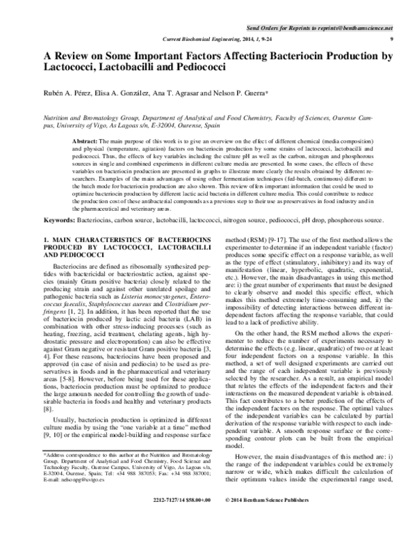 (PDF) A Review on Some Important Factors Affecting Bacteriocin ...