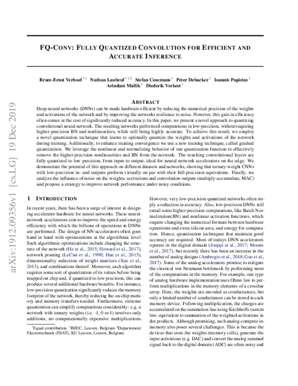 Pdf Fq Conv Fully Quantized Convolution For Efficient And Accurate Inference