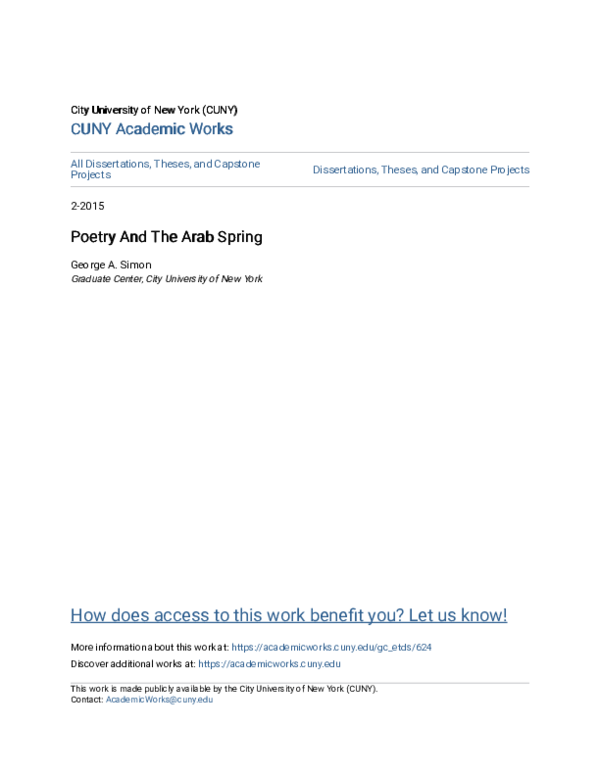 (PDF) Poetry and the Arab Spring