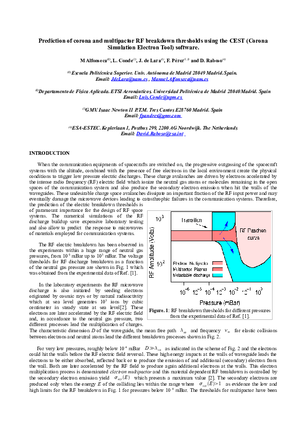 (PDF) Prediction of corona and multipactor RF breakdown thresholds using the CEST (Corona ...