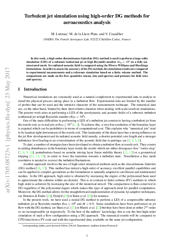 (PDF) Turbulent jet simulation using high-order DG methods for aeroacoustic analysis | V ...