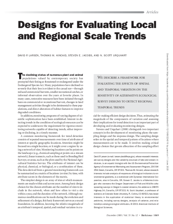 (PDF) Designs for Evaluating Local and Regional Scale Trends