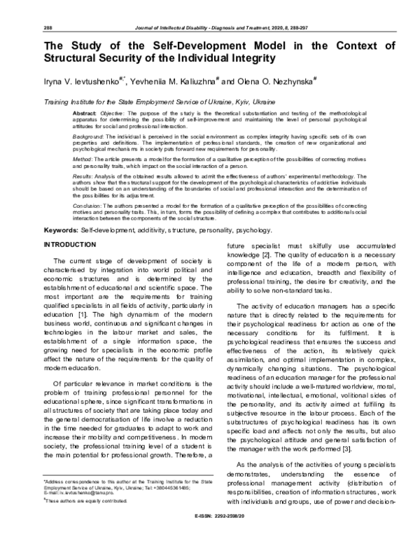 (PDF) The Study of the Self-Development Model in the Context of ...