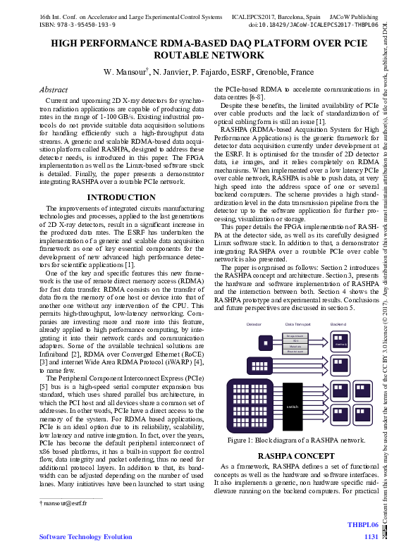 (PDF) High Performance RDMA-Based Daq Platform Over PCIe Routable Network