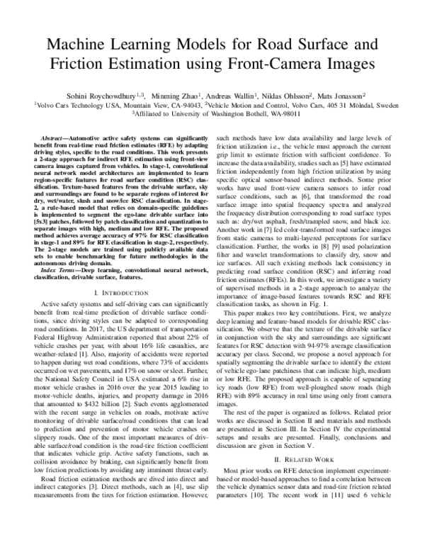 (PDF) Machine Learning Models for Road Surface and Friction Estimation using Front-Camera Images