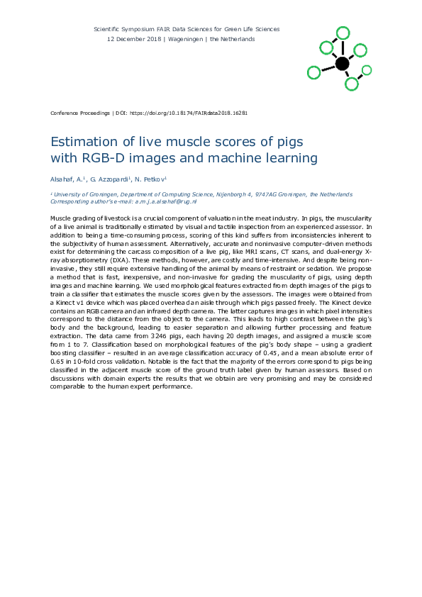 (PDF) Estimation of live muscle scores of pigs with RGB-D images and ...