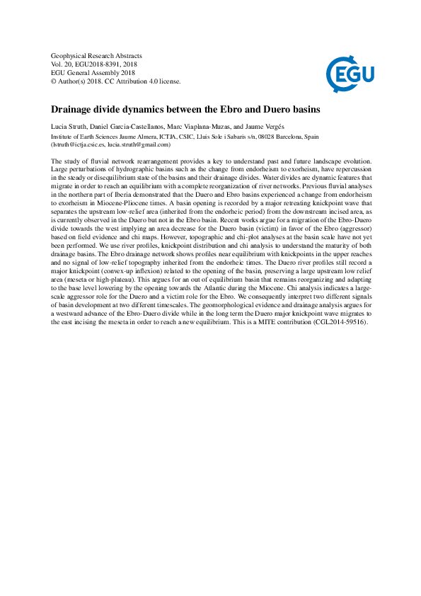 (PDF) Drainage divide dynamics between the Ebro and Duero basins