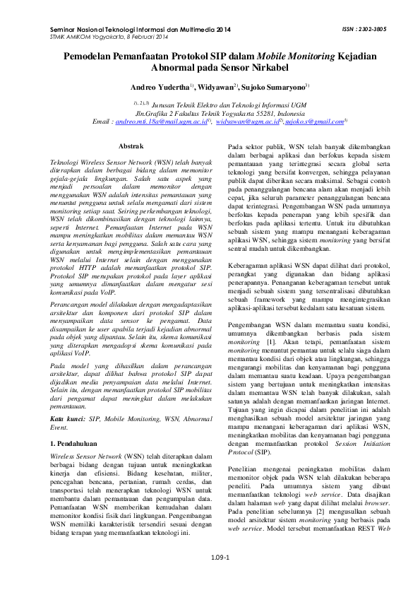 (PDF) Pemodelan Pemanfaatan Protokol SIP dalam Mobile Monitoring ...