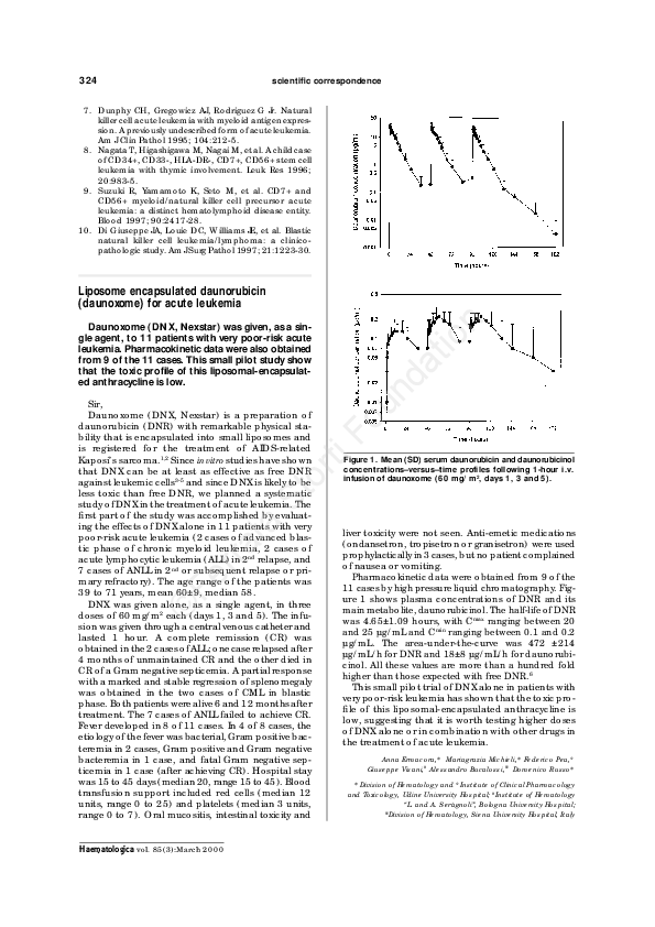 (PDF) Liposomal daunorubicin (Daunoxome) for acute leukemia