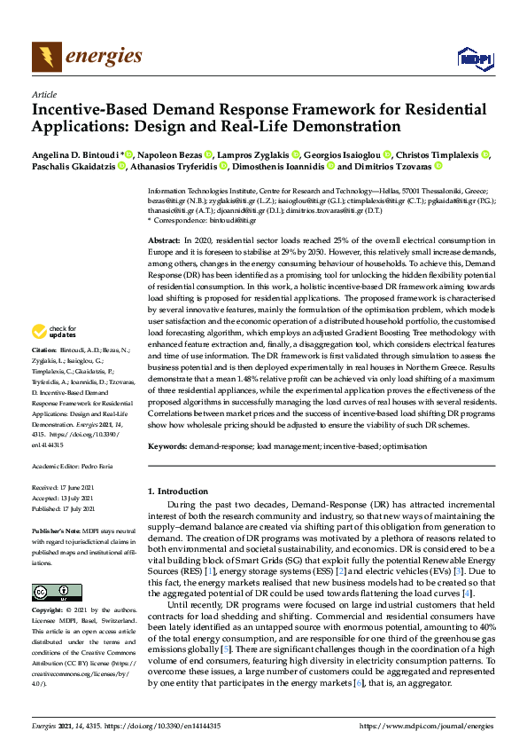 (PDF) Incentive-Based Demand Response Framework for Residential ...