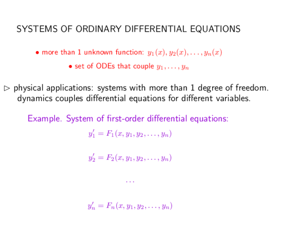 (PDF) Systems of Ordinary Differential Equations