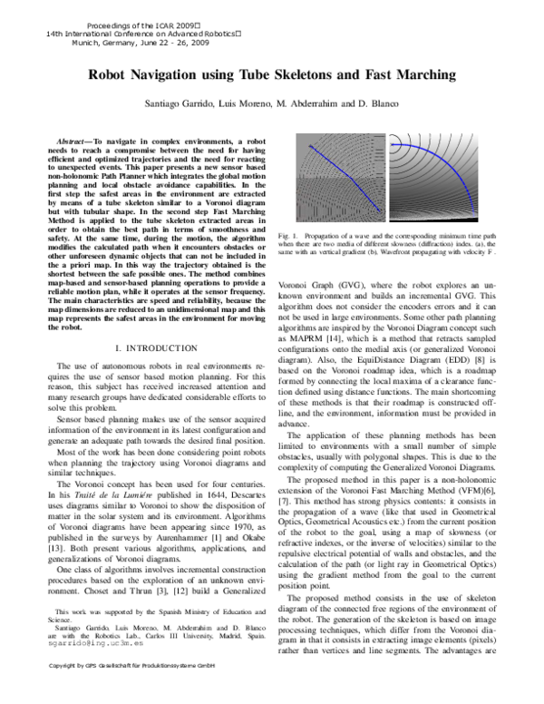 (PDF) Robot navigation using tube skeletons and fast marching