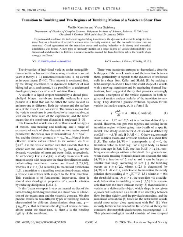 (PDF) Transition to Tumbling and Two Regimes of Tumbling Motion of a ...