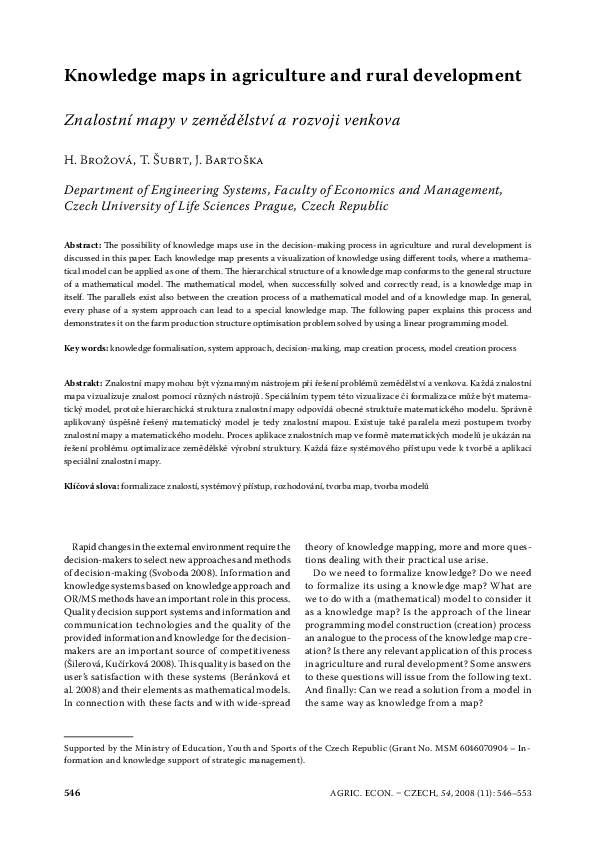 (PDF) Knowledge maps in agriculture and rural development