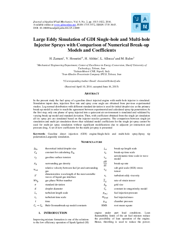 (PDF) Large Eddy Simulation of GDI Single-hole and Multi-hole Injector Sprays with Comparison of ...