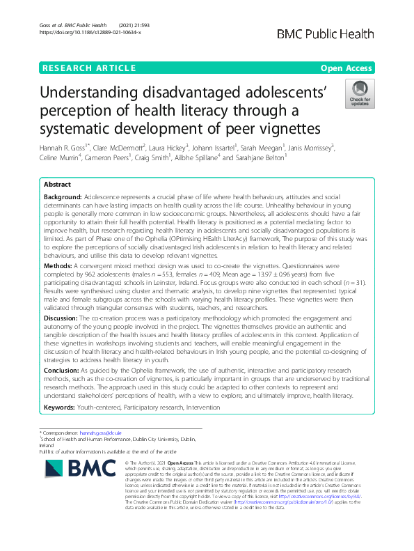 (PDF) Understanding disadvantaged adolescents’ perception of health ...