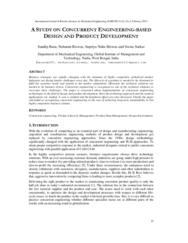 (PDF) A Study on Concurrent Engineering-based Design and Product ...