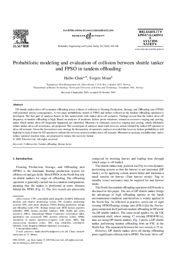 (PDF) Probabilistic modeling and evaluation of collision between ...