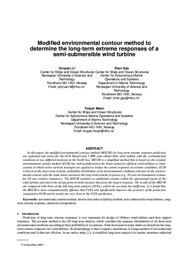 (PDF) Modified environmental contour method to determine the long-term ...