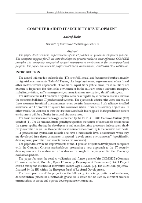 (PDF) Computer Aided It Security Development