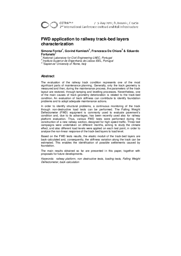 (PDF) FWD Application to Railway Track–Bed Layers Characterization
