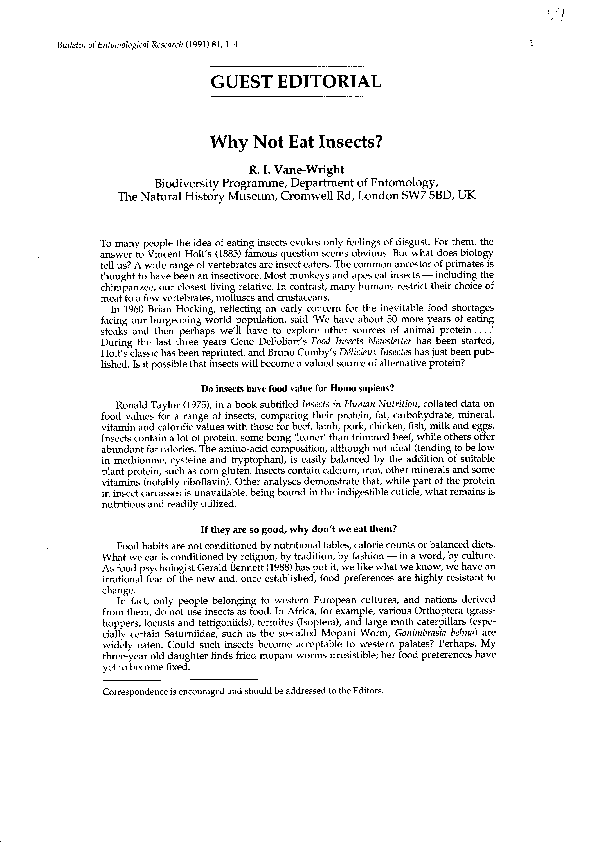 (PDF) Why not eat insects?