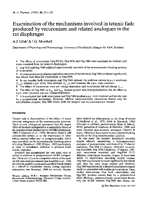 (PDF) Examination of the mechanisms involved in tetanic fade produced ...