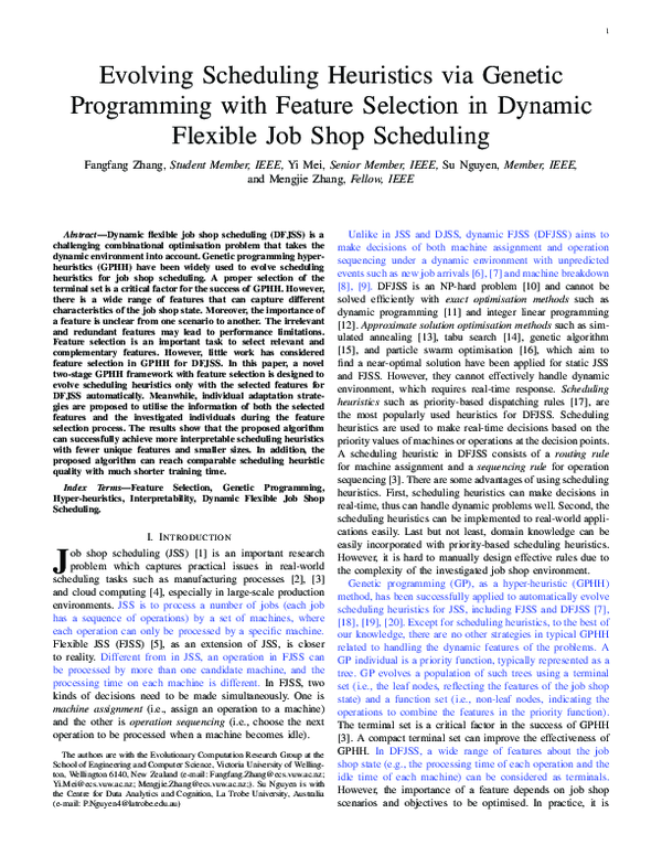 (PDF) Evolving Scheduling Heuristics via Genetic Programming With Feature Selection in Dynamic ...