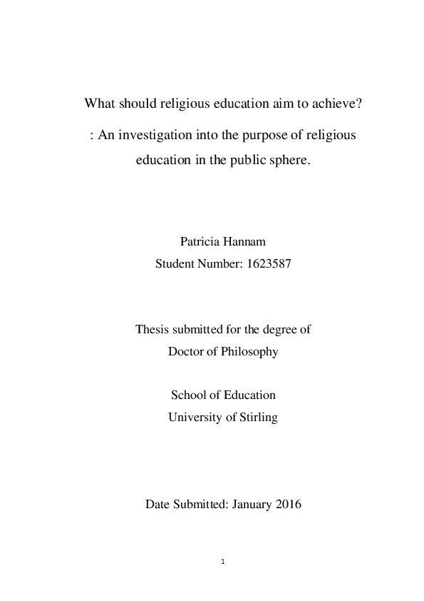 (PDF) What should religious education aim to achieve?: An investigation ...