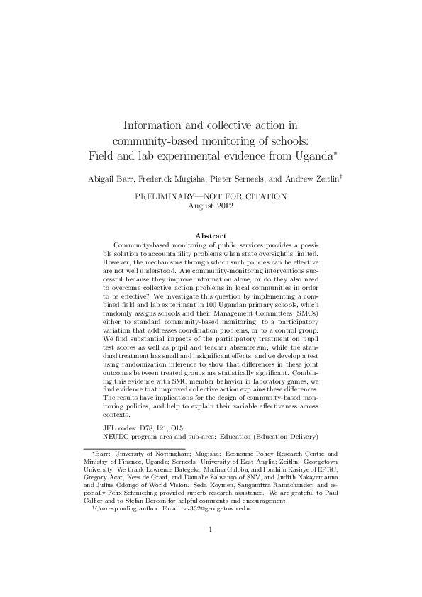 (PDF) Information and collective action in community-based monitoring ...