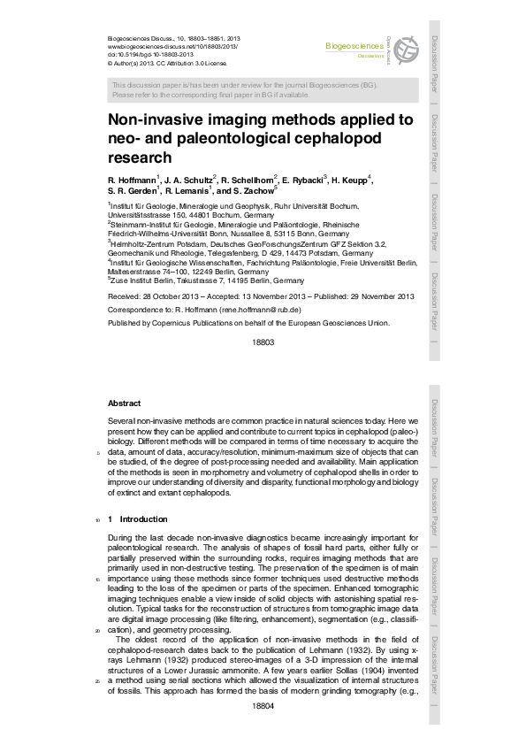(PDF) Non-invasive imaging methods applied to neo- and paleontological ...
