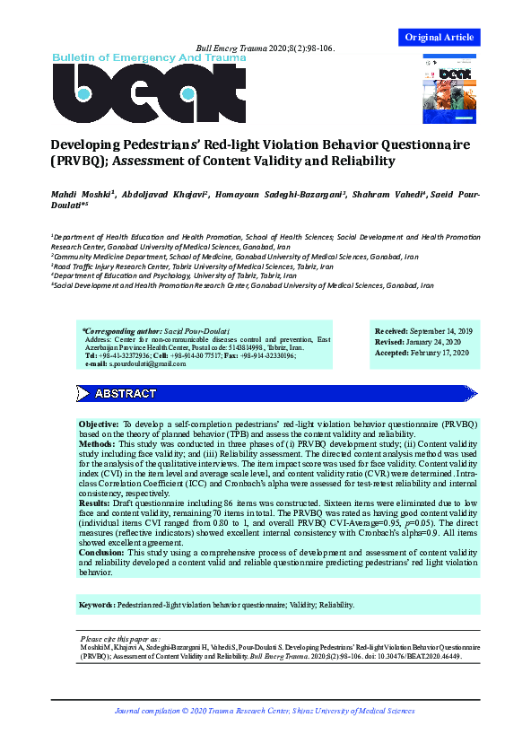 (PDF) Developing Pedestrians’ Red-light Violation Behavior ...