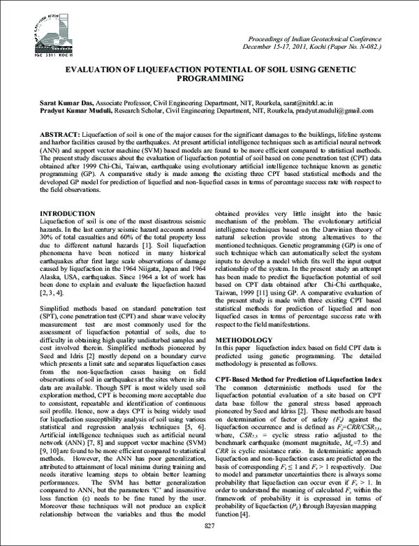 (PDF) Evaluation of Liquefaction Potential of Soil Using Genetic ... (PDF) Evaluation of Liquefaction Potential of Soil Using Genetic ...