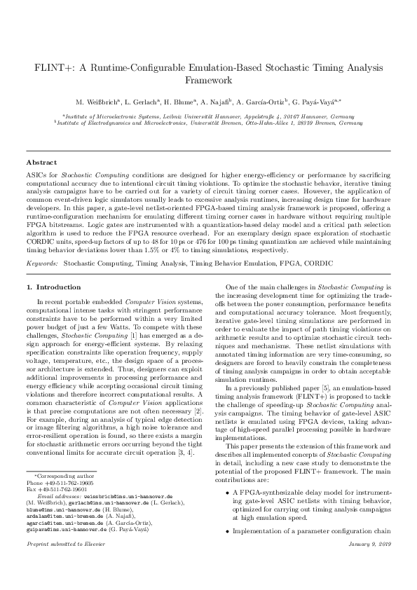 (PDF) FLINT+: A runtime-configurable emulation-based stochastic timing analysis framework
