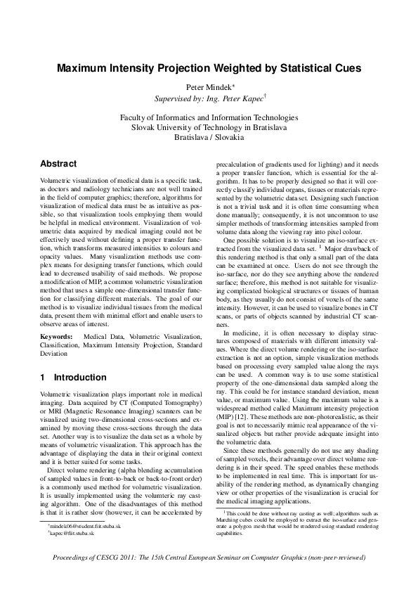 (PDF) Maximum Intensity Projection Weighted by Statistical Cues