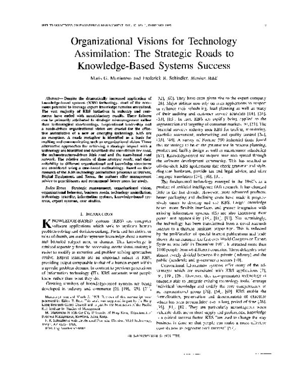 (PDF) Organizational visions for technology assimilation: the strategic ...